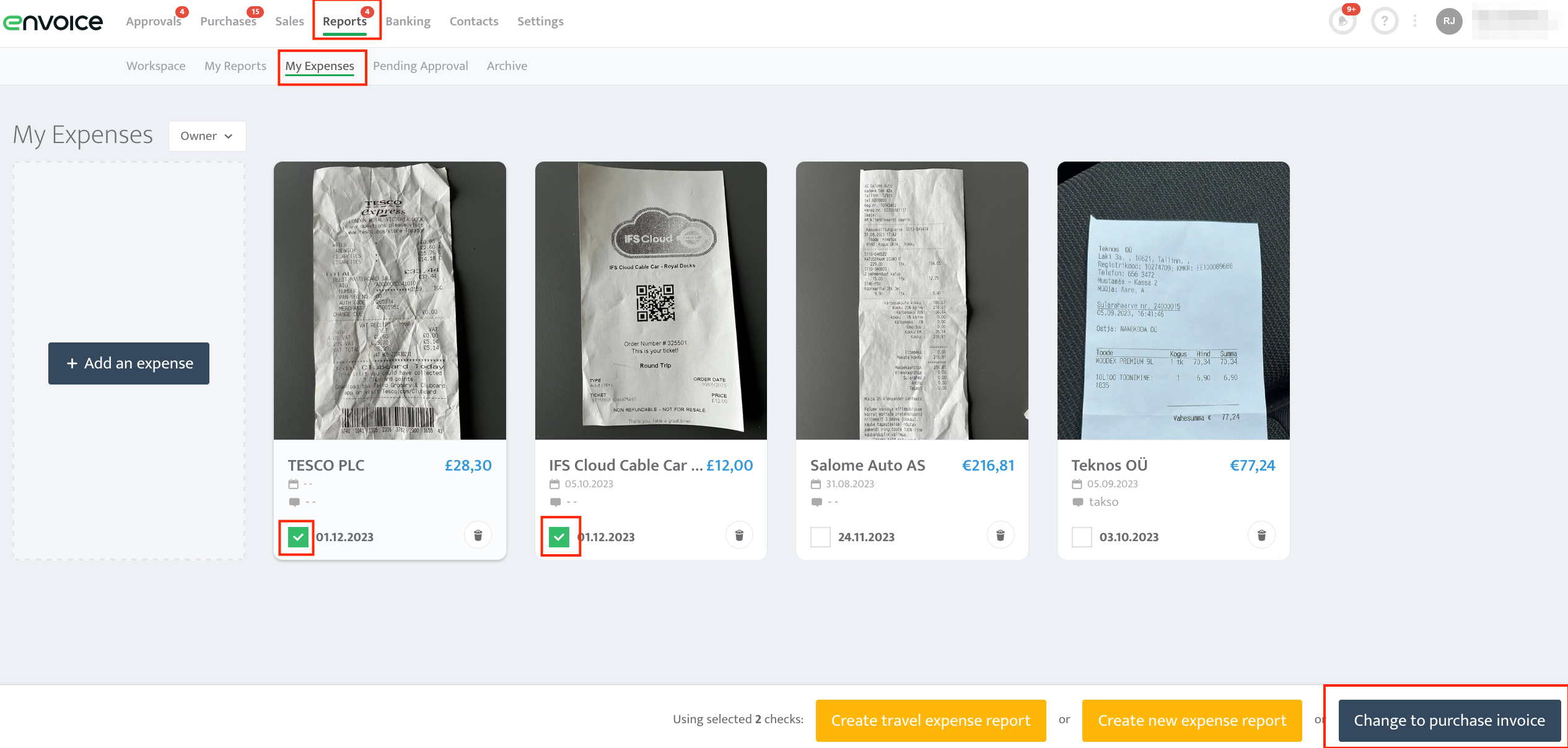 How to Convert a Receipt to a Purchase Invoice – Support Center - Envoice